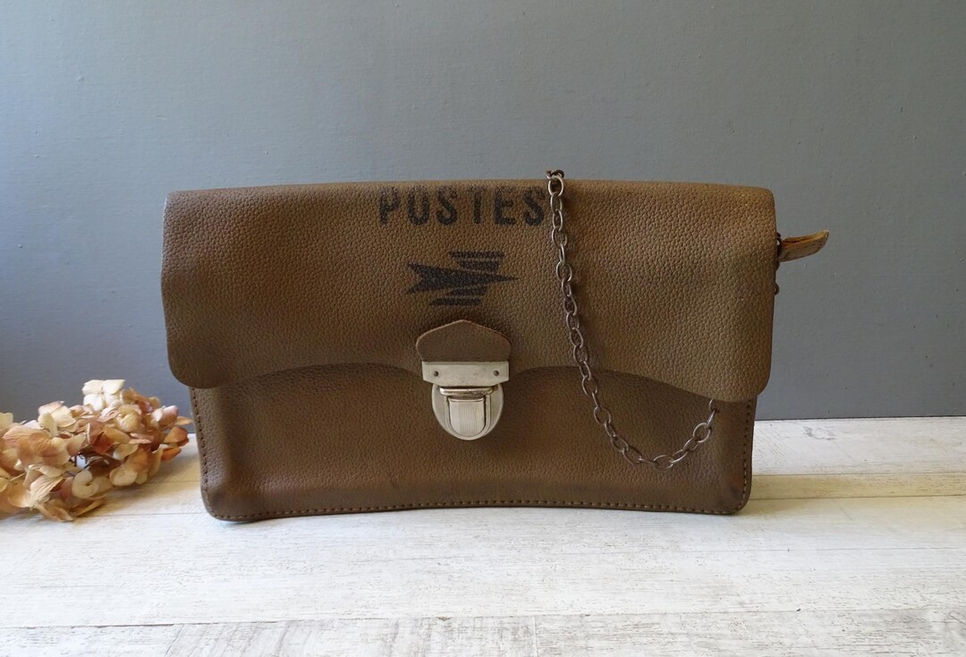 Vintage French Leather Postman Bag: Messenger Briefcase - Etsy