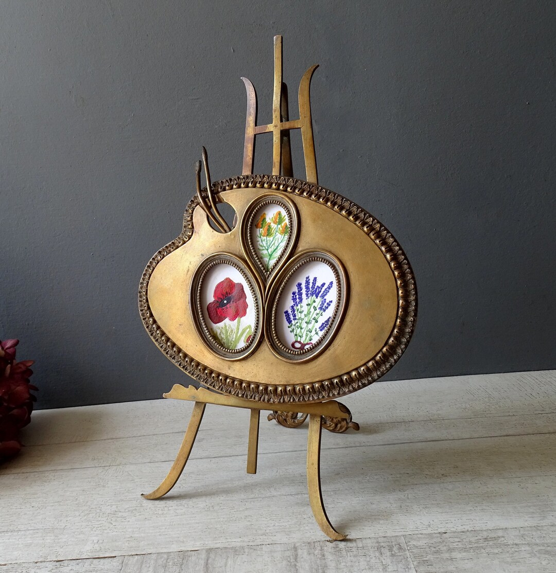 Antique French Table Brass Easel/vintage Brass Photo Frame/miniature ...