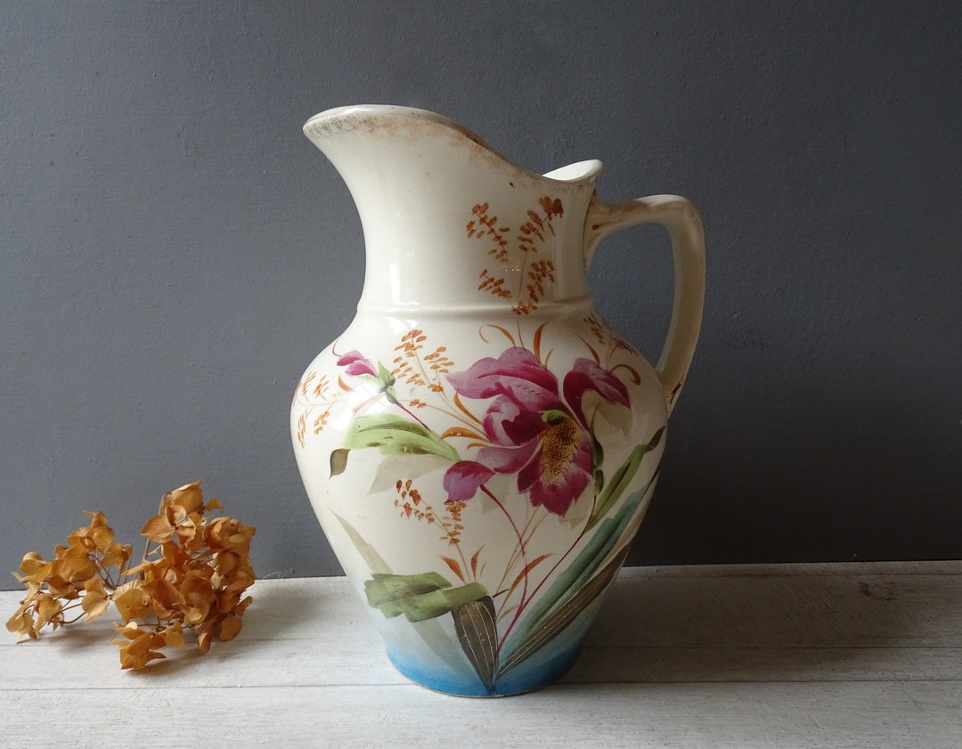 Antique French Ironstone Water Jug ,IRIS Decor by Hamage Nord./old ...