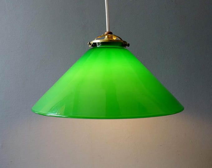 Antique Green Opaline Glass Ceiling Light Lamp,from the 1930s/vintage ...