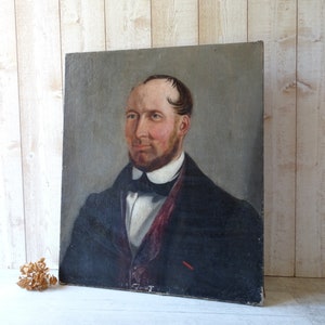 Large Antique French Portrait of Man,oil on Canvas,signed ,19 Th ...