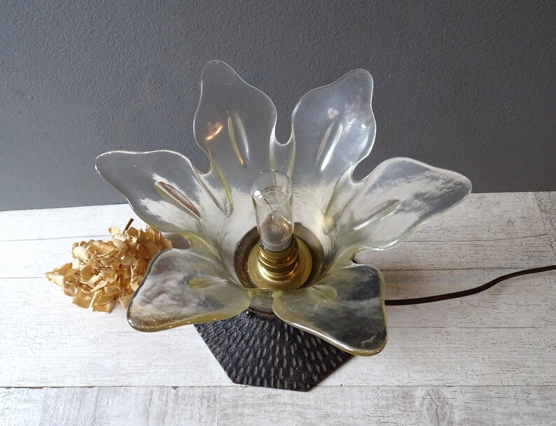 Midcentury Wrought Iron Bedside Lampwith Delicate Flower - Etsy