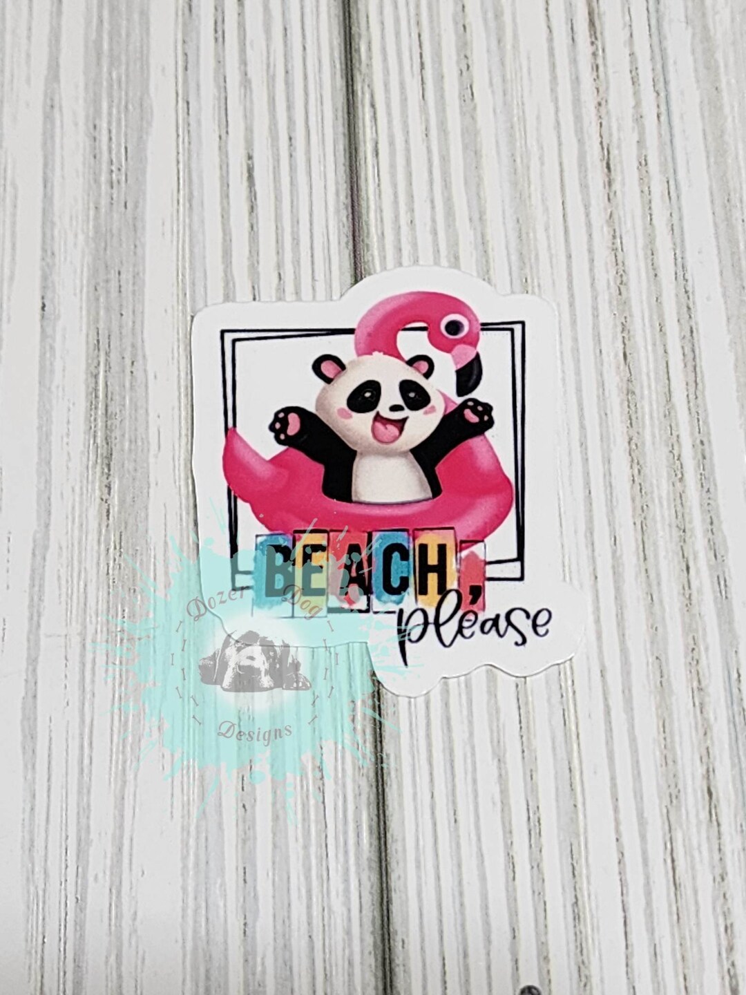Beach Please Panda Waterproof Sticker Weatherproof Sticker Laptop ...