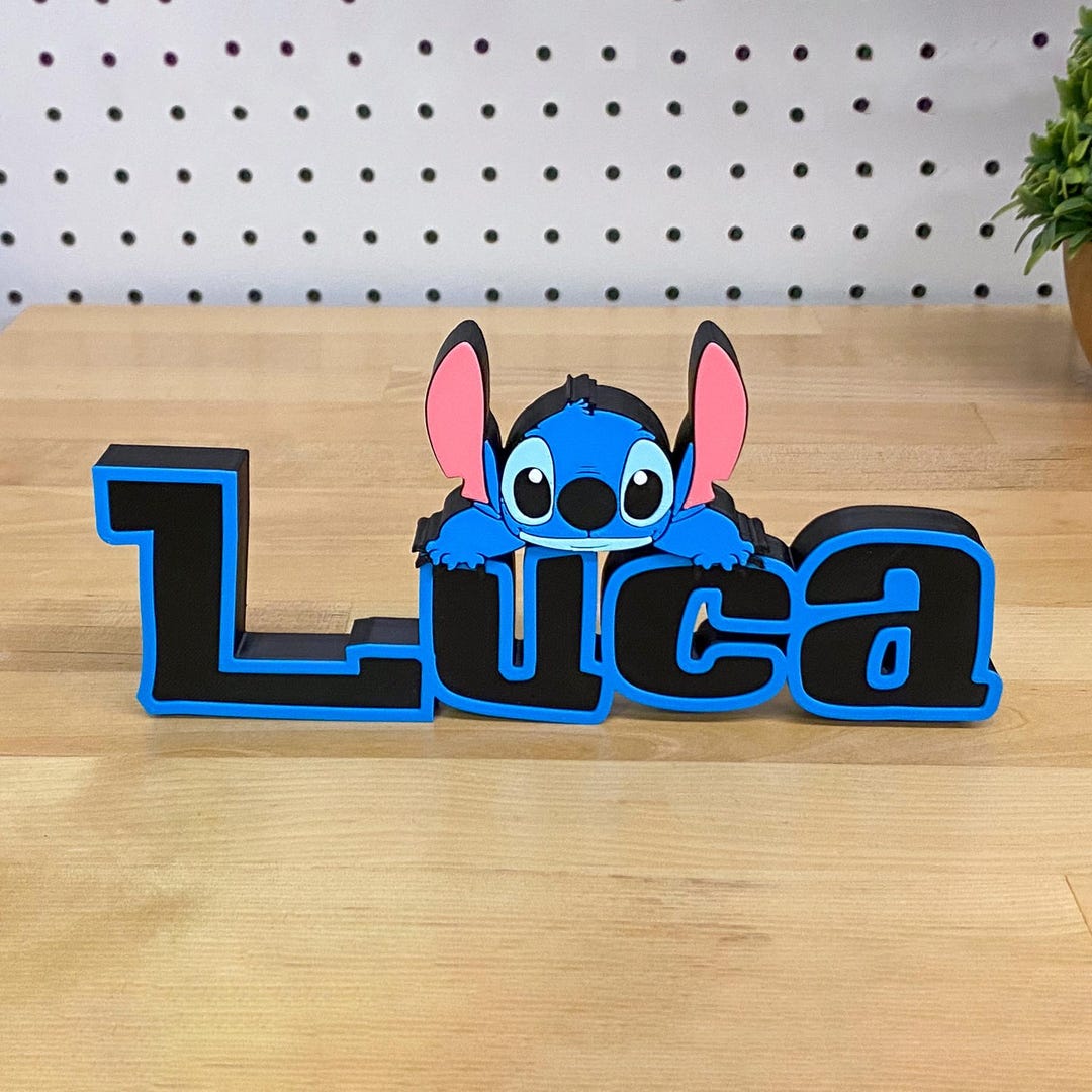 Personalized Stitch Style Name Sign, Desk Name Plate, Disney Name Sign ...