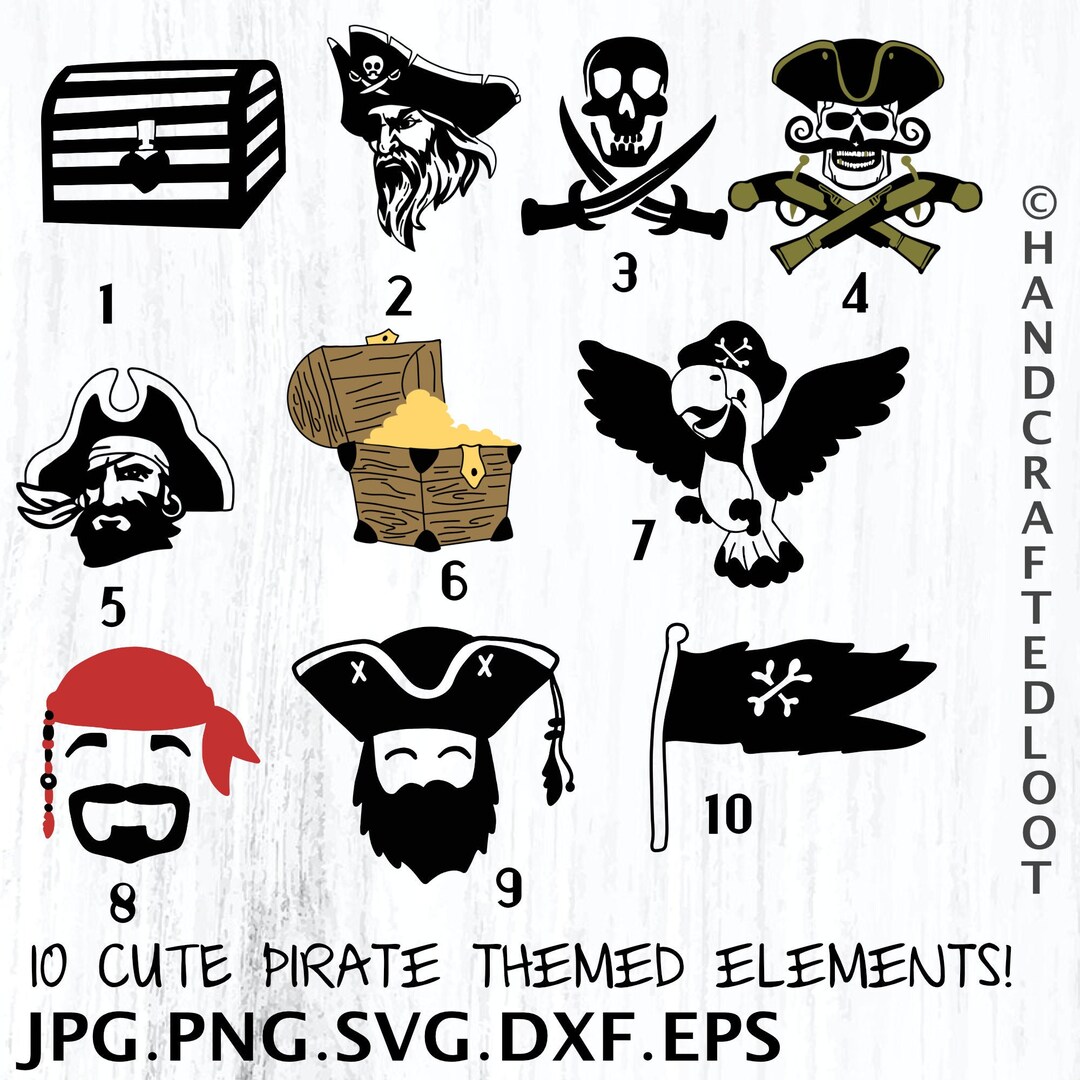 12 Pirate PNG, SVG, DXF Files Bundle, Clipart, Pirate Cricut Silhouette ...