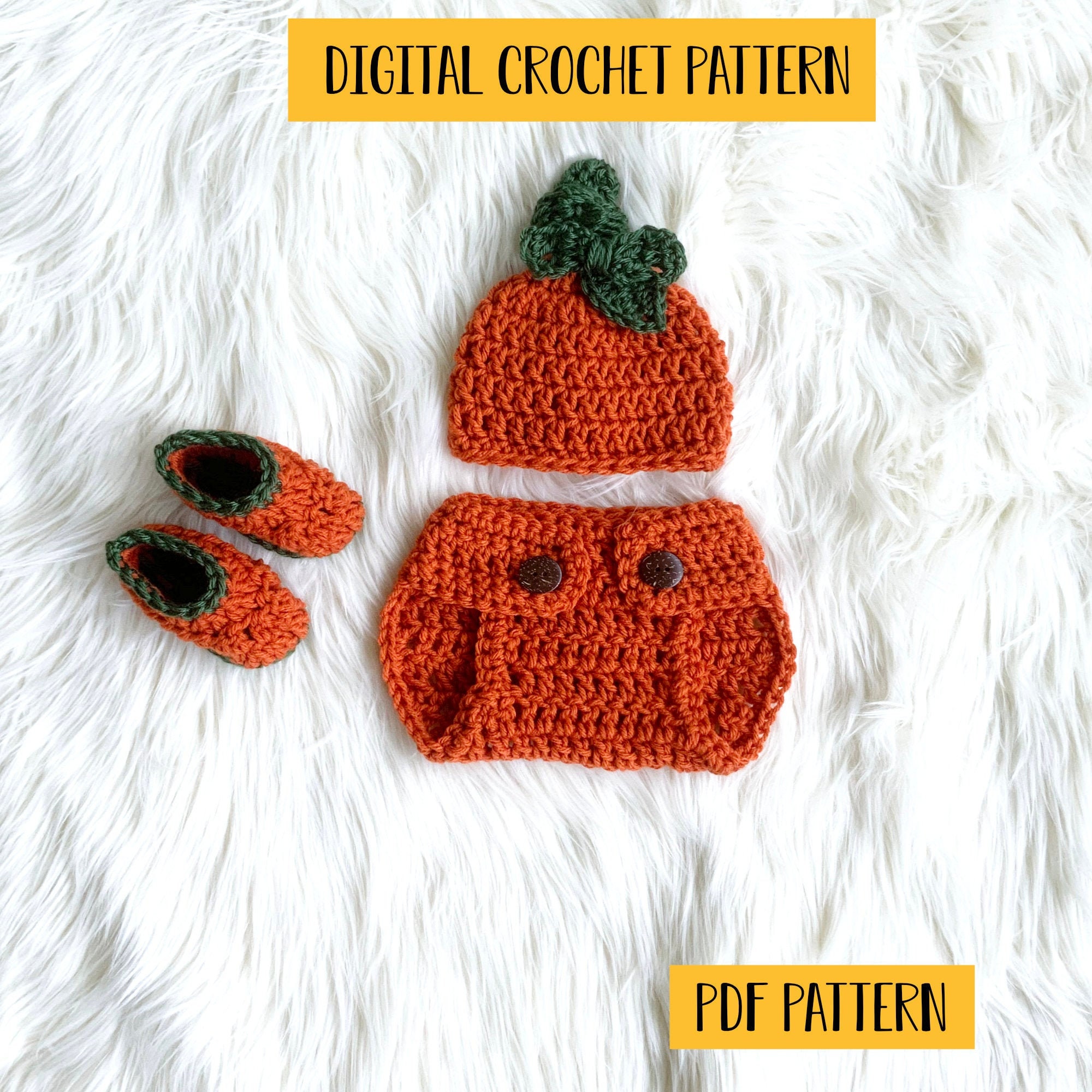 Baby Girls Fall Pumpkin Outfit Crochet Pattern Newborn Photo | Etsy