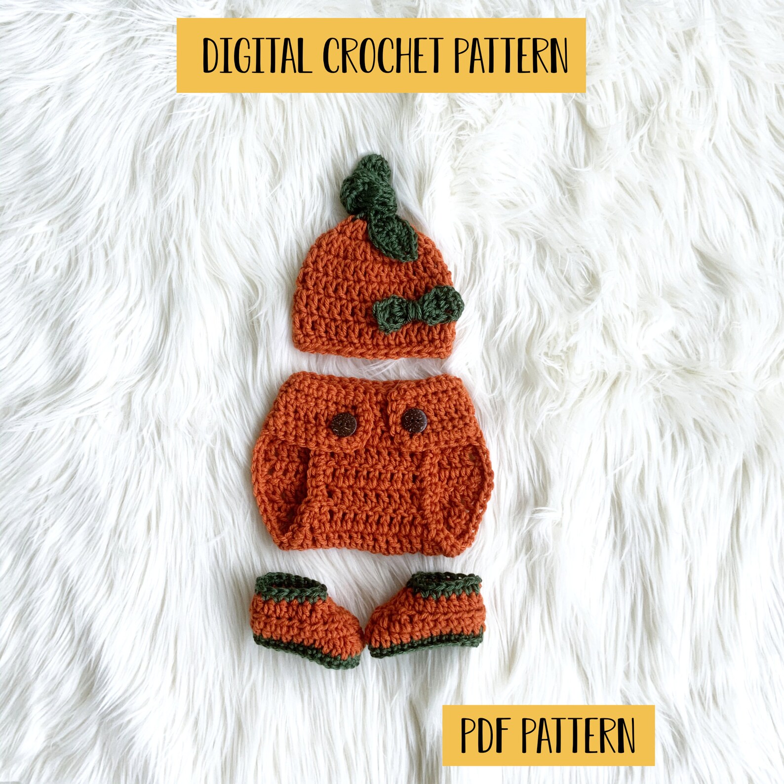 Baby Girls Fall Pumpkin Outfit Crochet Pattern Newborn Photo - Etsy