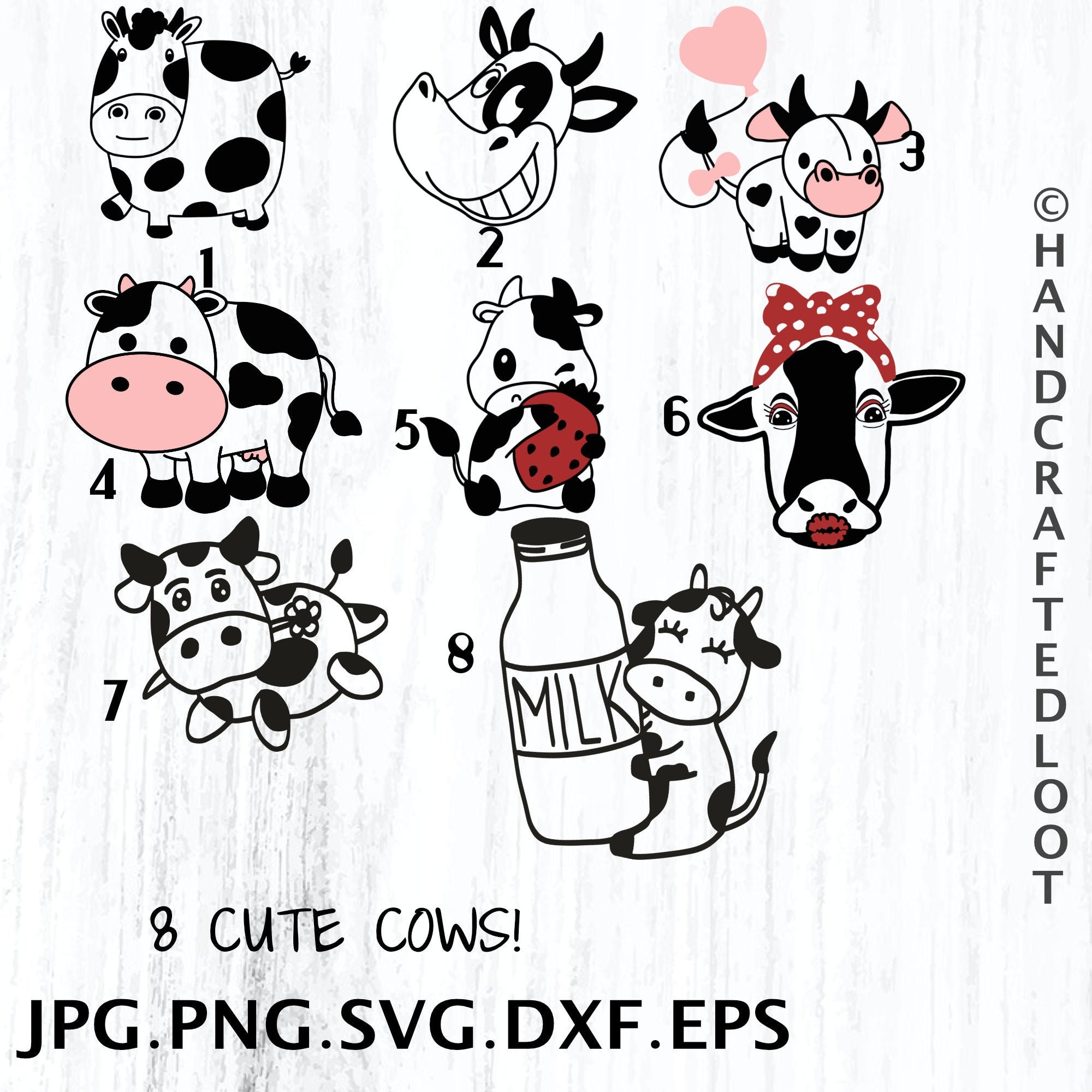 Cute Cow SVG PNG Bundle Cricut Silhouette Cow Cut Files | Etsy