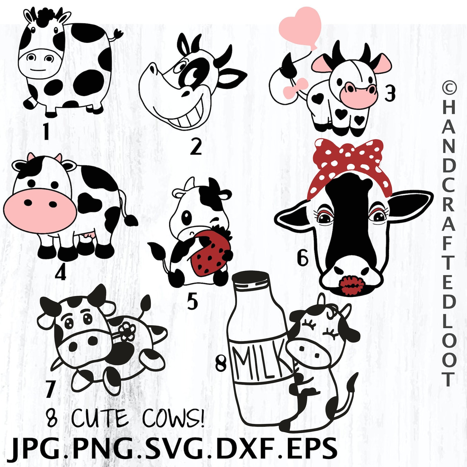 Cute Cow SVG PNG Bundle Cricut Silhouette Cow Cut Files - Etsy