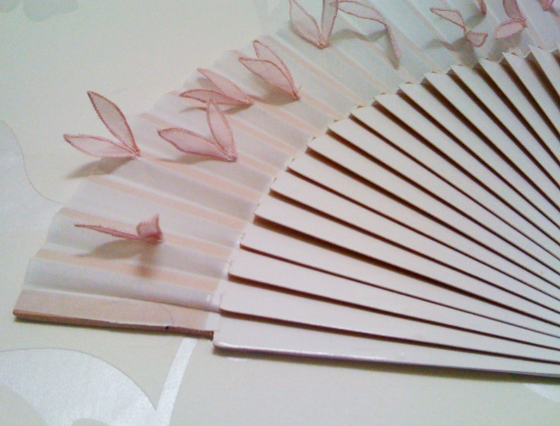 Hand Made Handfan With Silk Case pink Petals With - Etsy