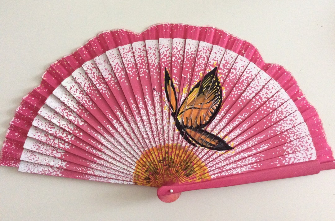 Hand Painted Folding Fan Butterfly - Etsy