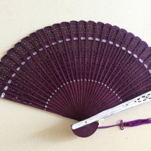 Carved Hand Painted Hand Fan Violet - Etsy