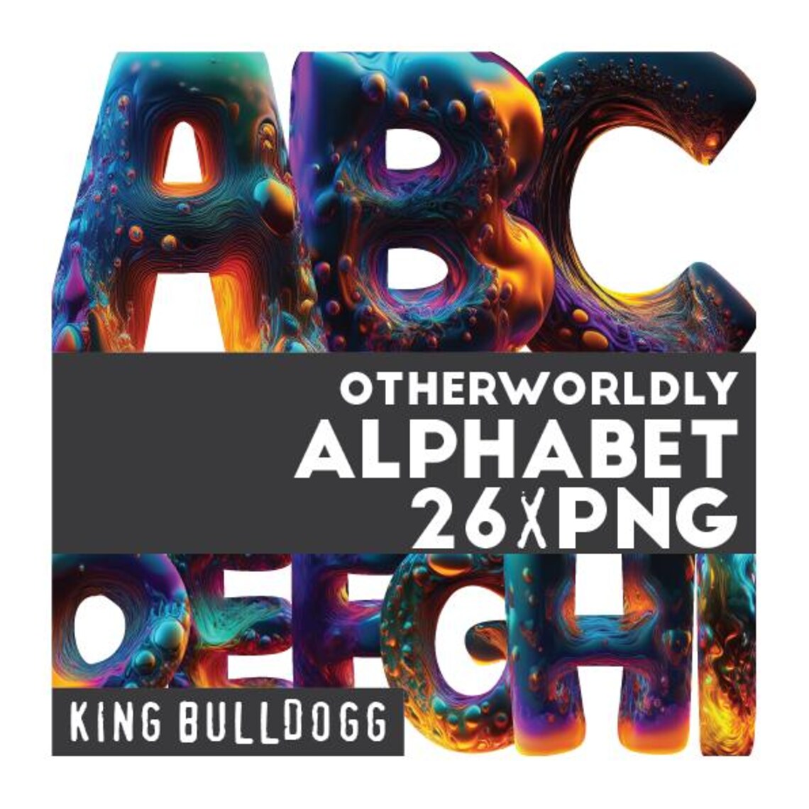 OTHERWORLDY Surreal Alphabet Png, 26 Out-of-this World Letters, Digital ...