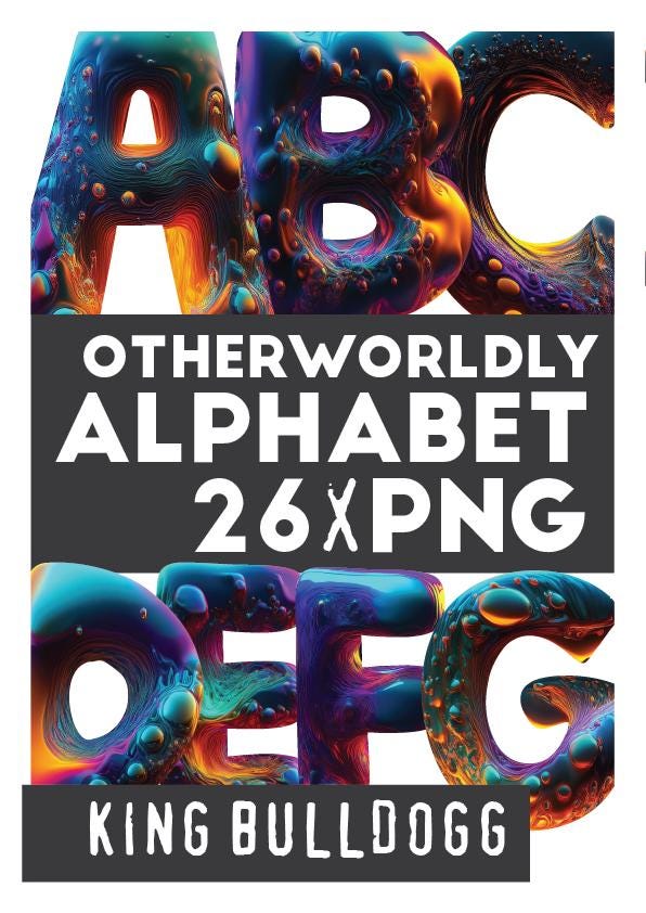 OTHERWORLDY Surreal Alphabet Png, 26 Out-of-this World Letters, Digital ...