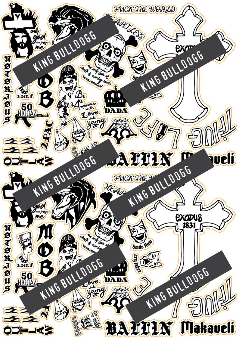 2pac Tattoo Markings Digital File – EPS With Cutting Marks for DIY Stickers - Etsy