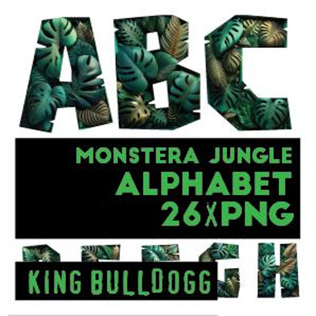 Monstera Jungle Alphabet Png, 26 Jungle-themed Letters, Digital Print ...