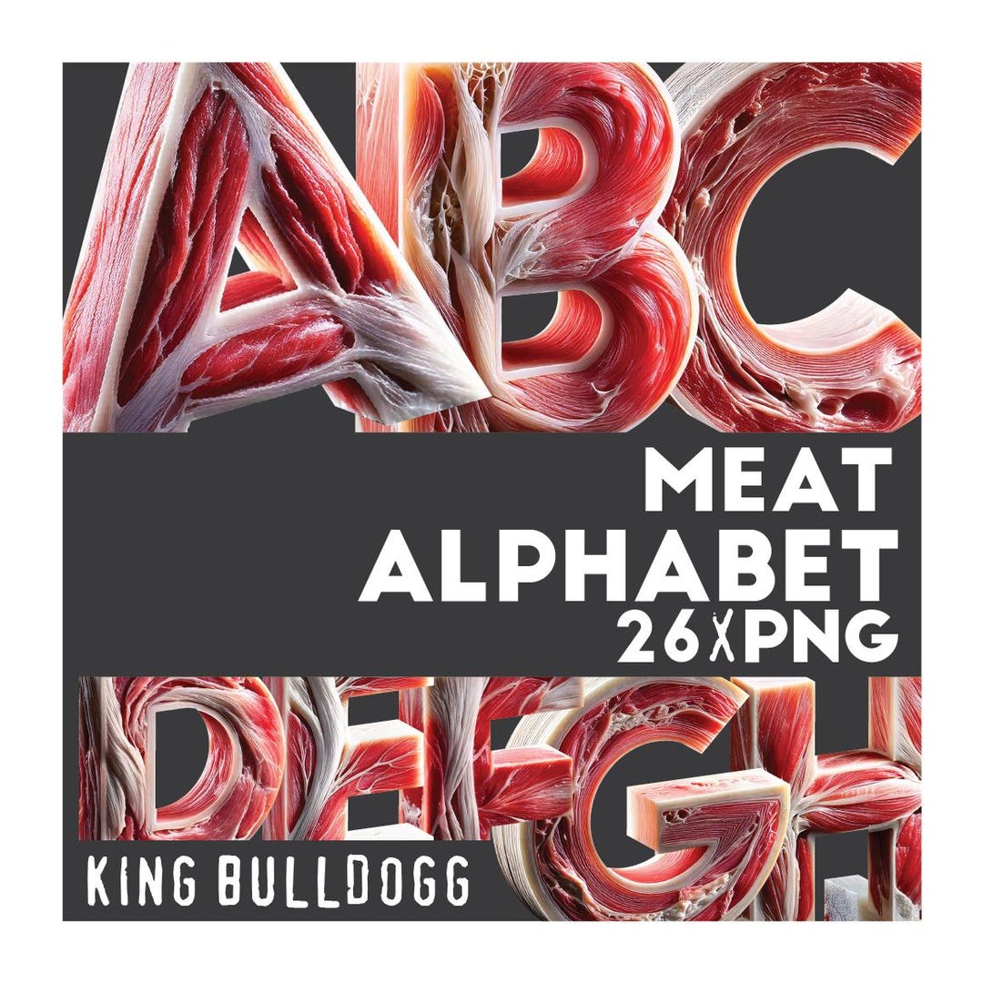 Meat Alphabet Png, 26 Meat-themed Letters Clipart, Digital Print ...