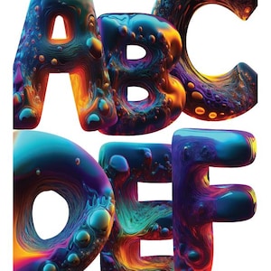 OTHERWORLDY Surreal Alphabet Png, 26 Out-of-this World Letters, Digital ...