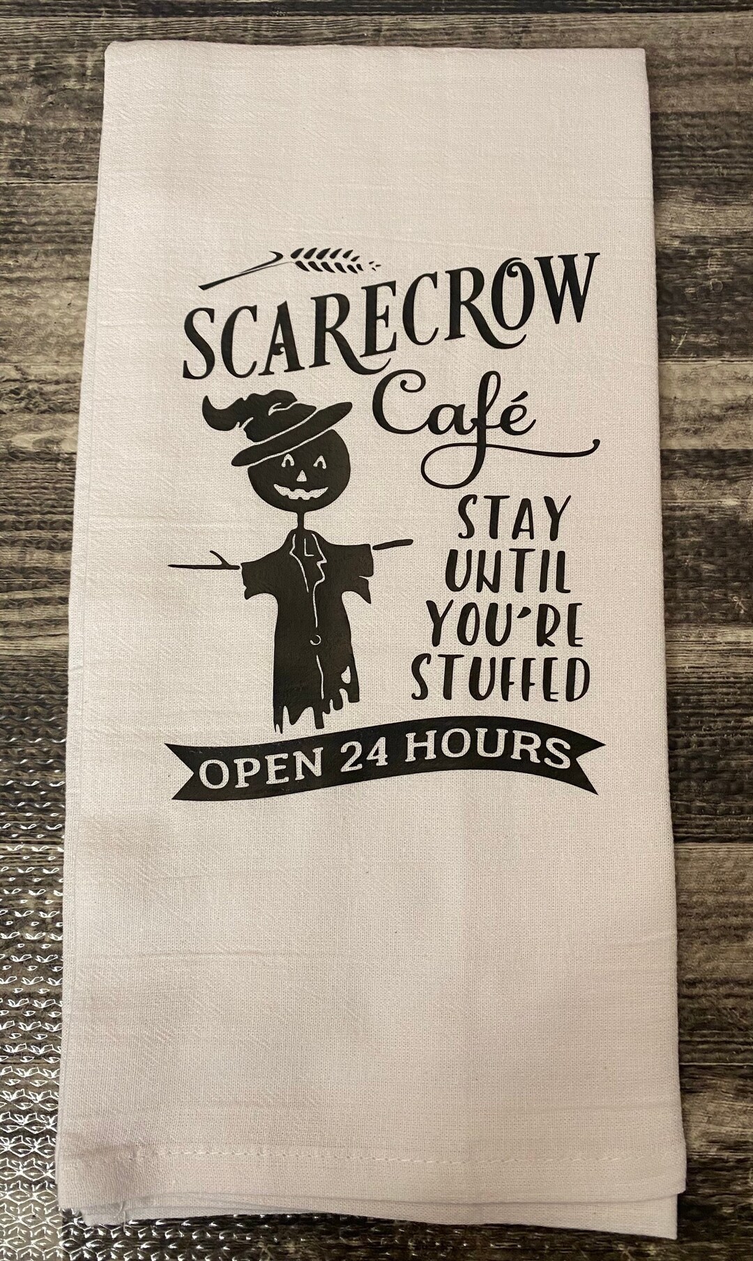 Scarecrow Cafe Kitchen Towel/scarecrow Towel - Etsy