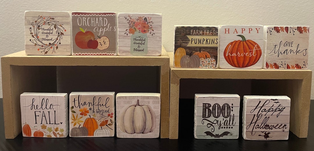 Fall Mini Tiered Tray Wood Blocks/fall Tiered Tray Signs/fall Tiered ...