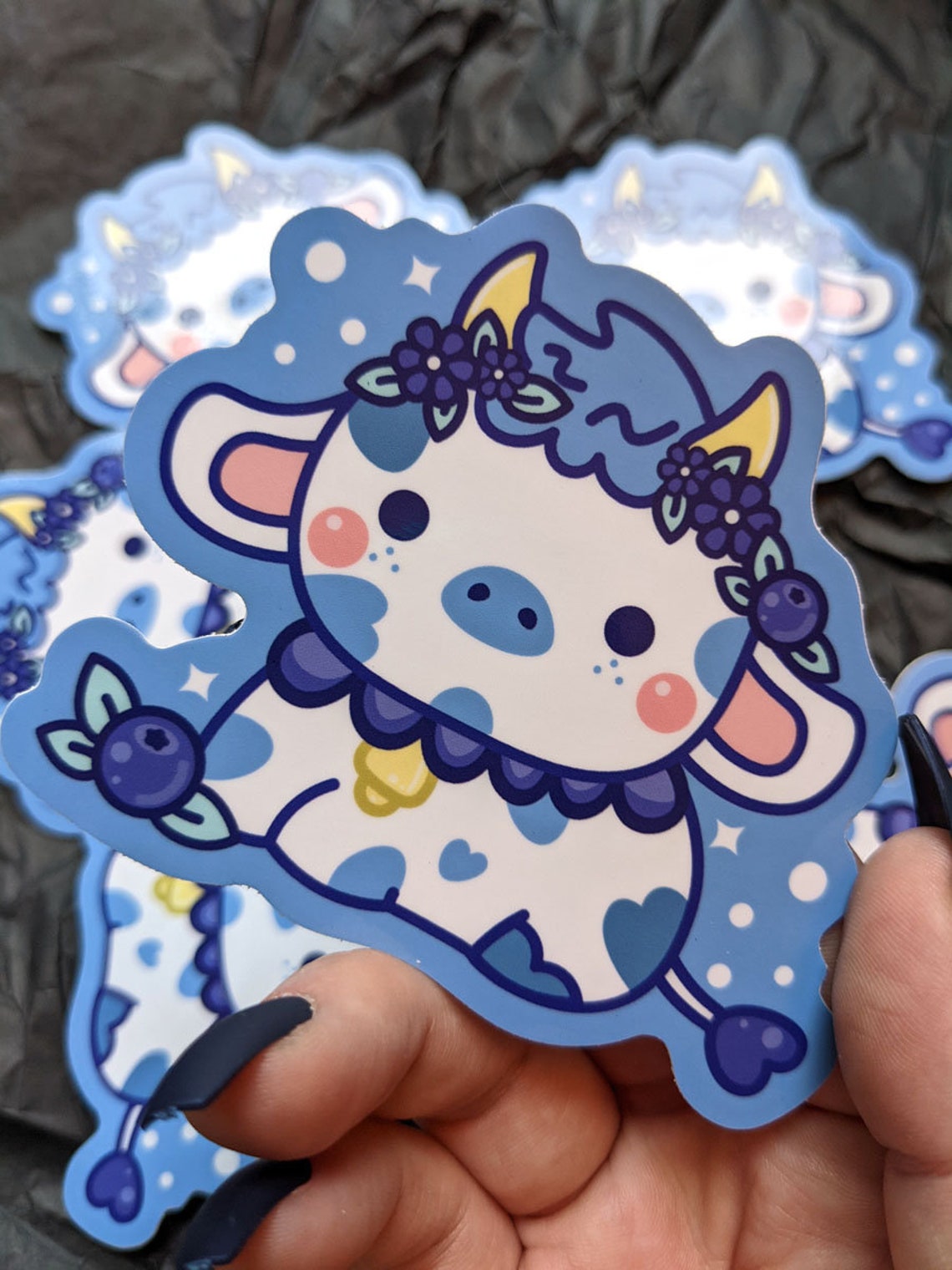 Blueberry Cow Sticker Cow Laptop Sticker Cow Water Bottle - Etsy