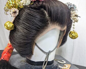 Geisha Geisha Crochet Wig Hat Japanese Geisha Costume Hat - Etsy
