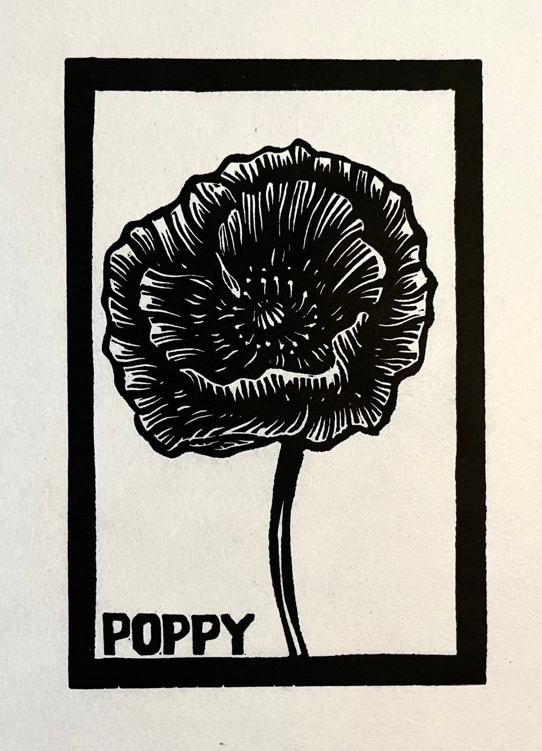 Linocut Poppy Flower - Taurus Sign - Etsy