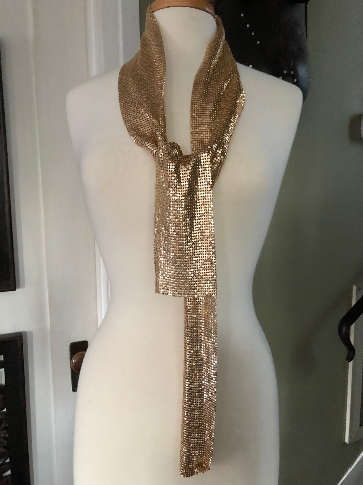 Vintage Liquid gold metal scarf/sash