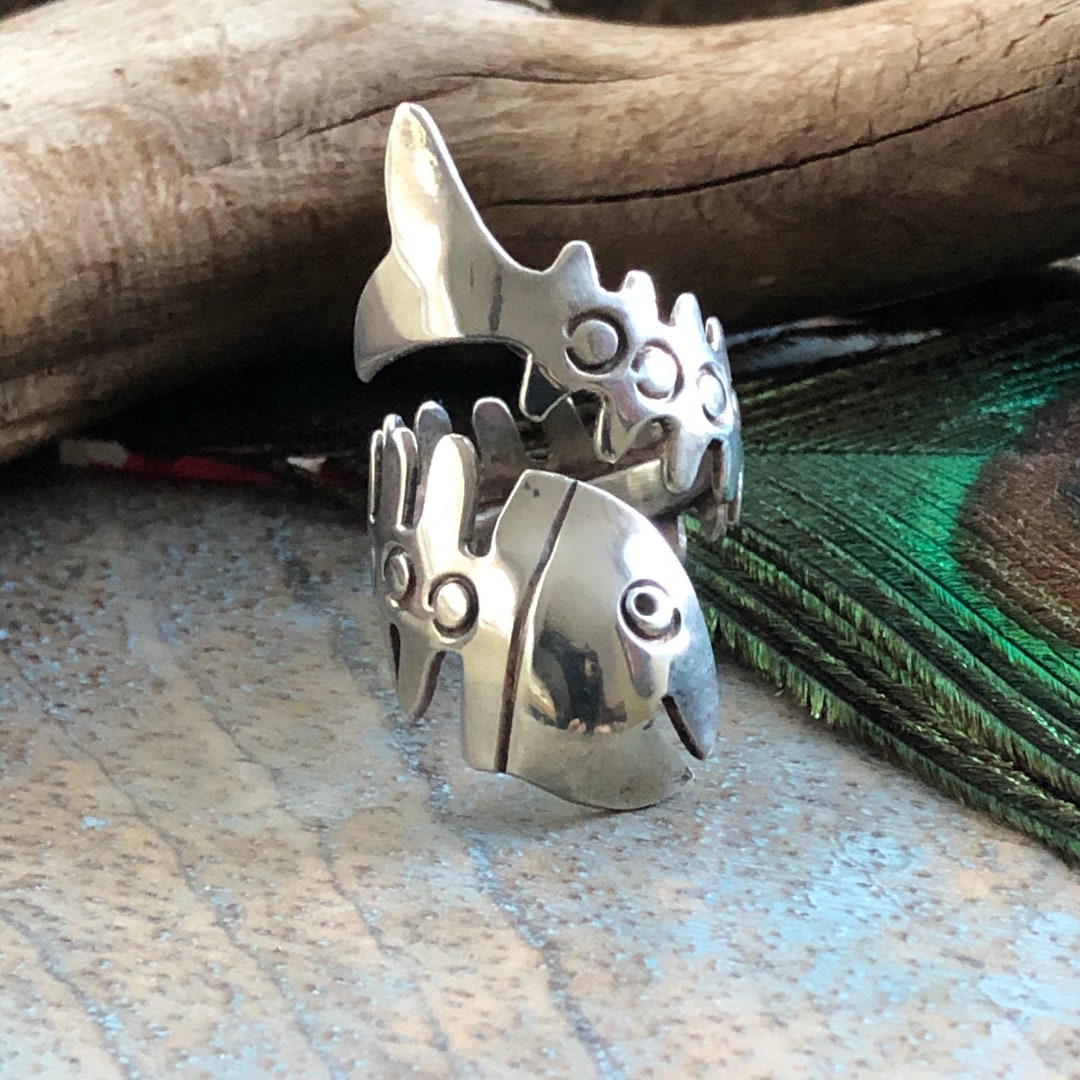 Mid Century Modern Fish Bone Ring Adjustable Currently a 7 - Etsy