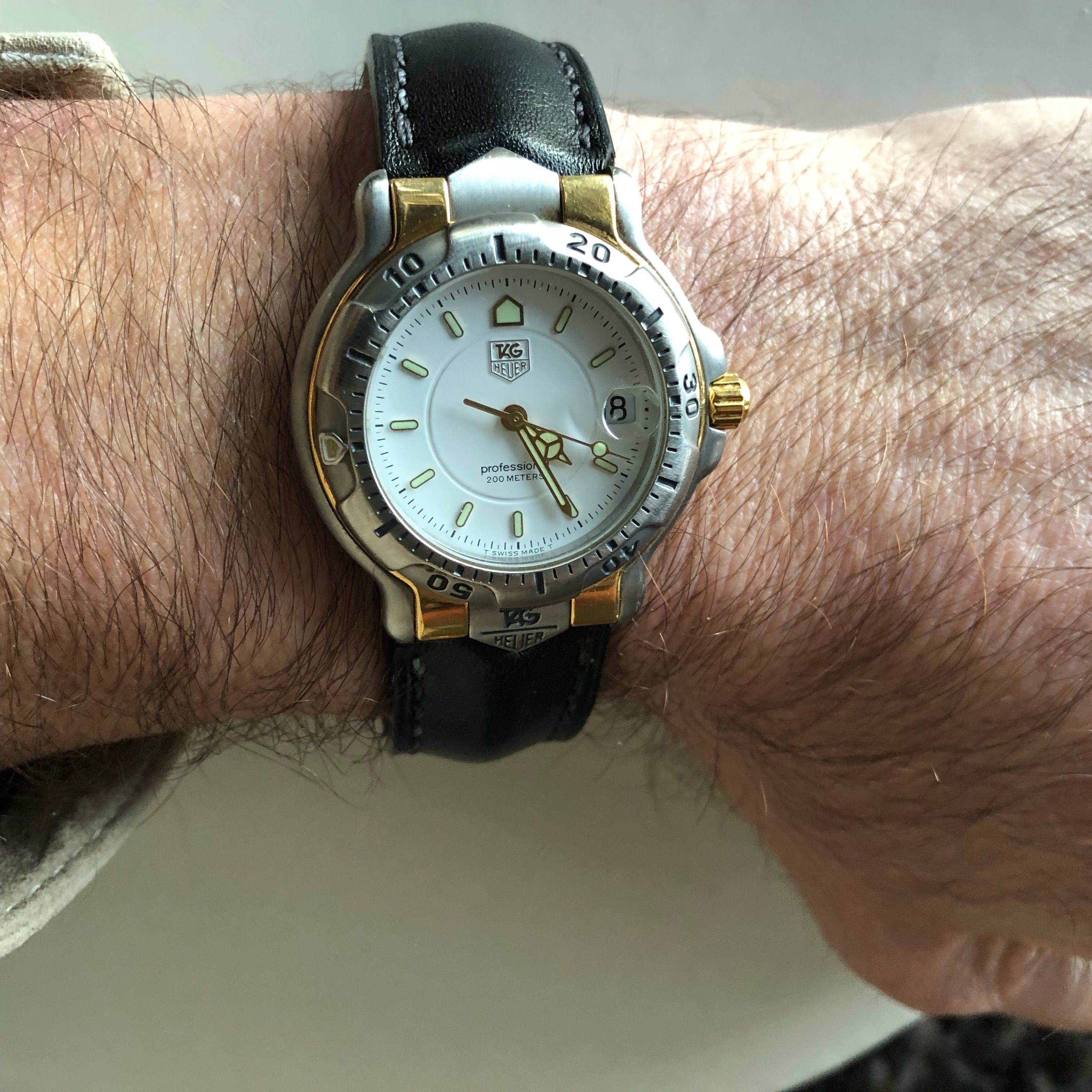 Vintage Tag Heuer 6000 series Unisex mid size stainless and 18kt gold ...