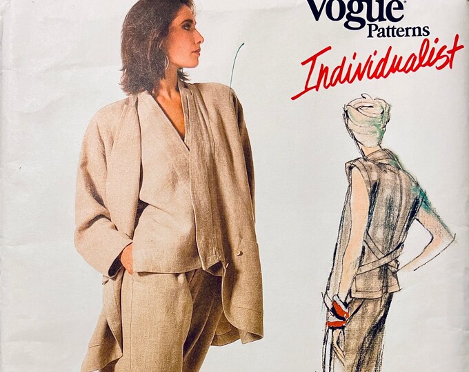 Issey Miyake Vintage Vogue 1693 Womens Unlined Jacket Wrap Skirt Wide ...