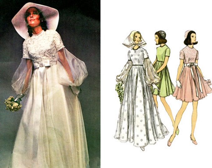 1970s Vogue 2254 WEDDING DRESS PATTERN Mod Boho Bridal Gown Couturier ...