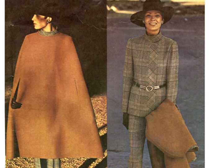 1970s Vintage Vogue 2591 CAPE PATTERN PANTSUIT Cape Jacket & Pants ...