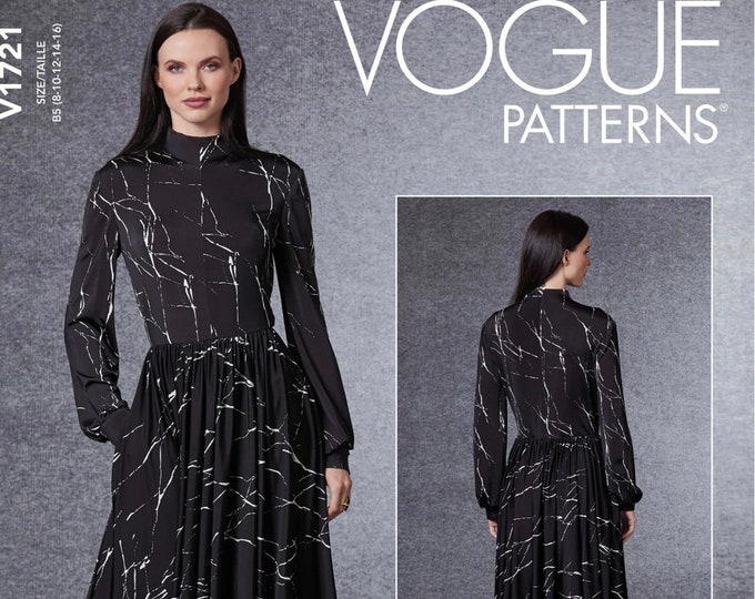 Vogue 1721 Guy Laroche MISSES' DRESS PATTERN Long Sleeves Dress With ...