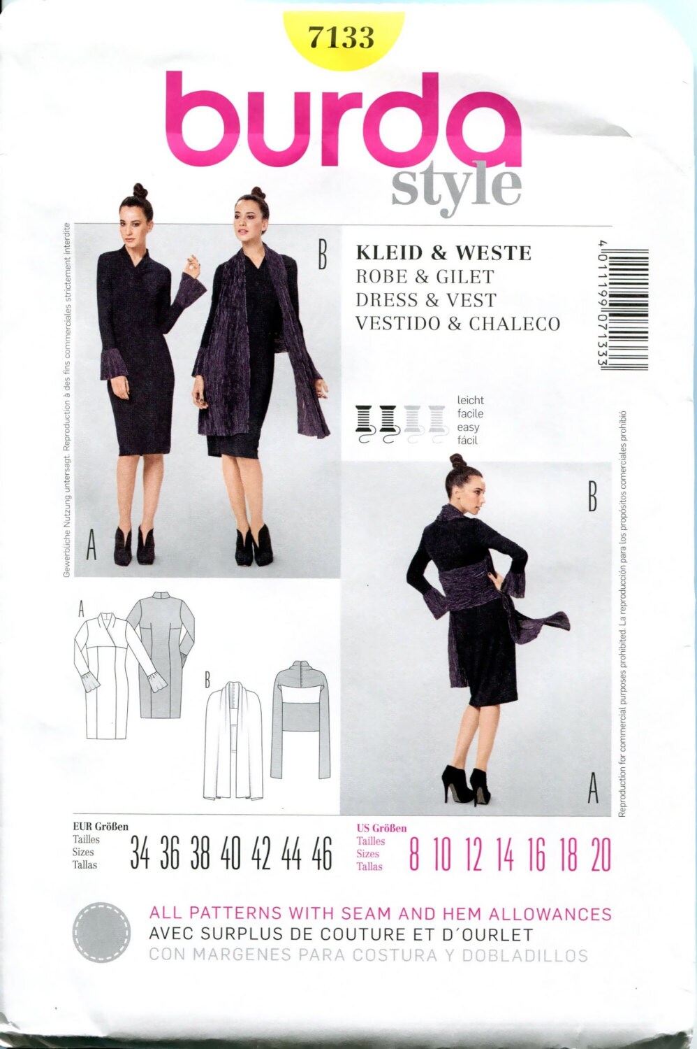 2000s DRESS PATTERN Fitted Dress Long Sleeves Ruffled Flounced - Etsy