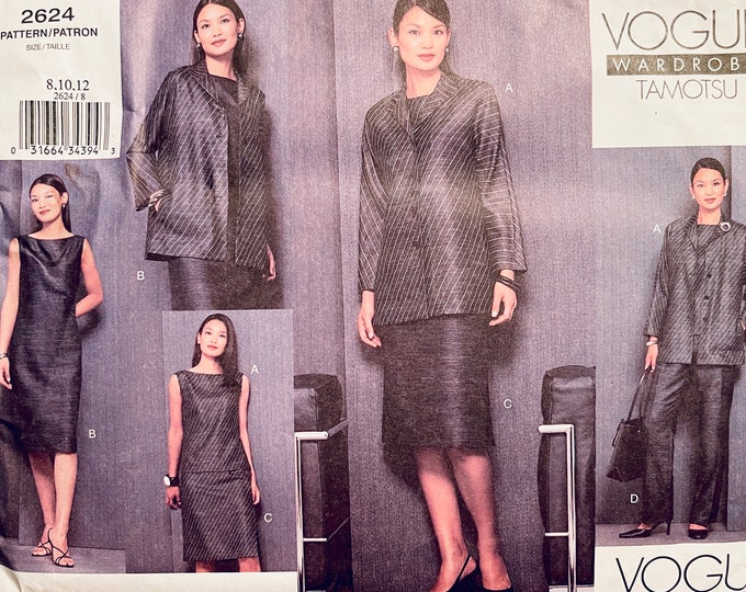 Vintage VOGUE 2624 WARDROBE PATTERN Jacket Dress Top Skirt Pants Career ...