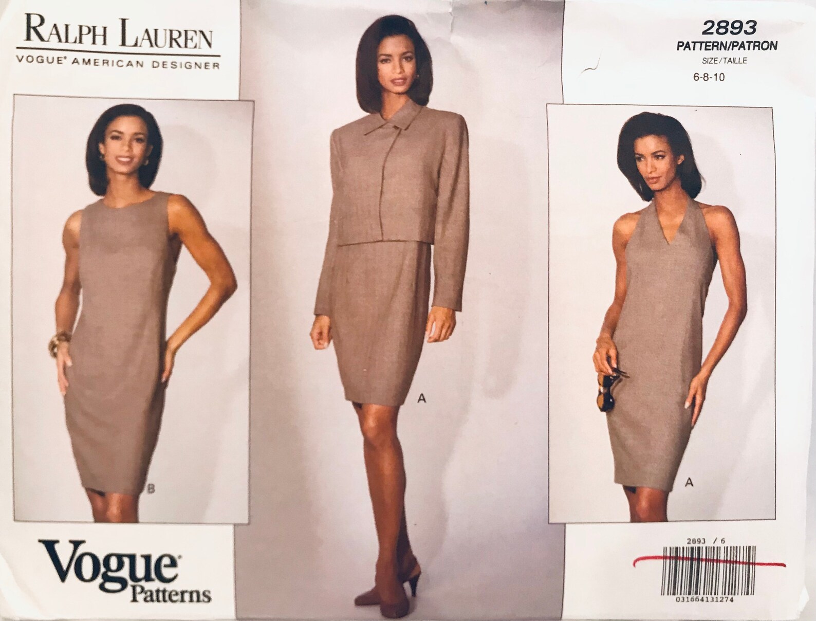 Vogue 2893 DRESS & JACKET Pattern Sleeveless Halter Dress Pattern Size ...