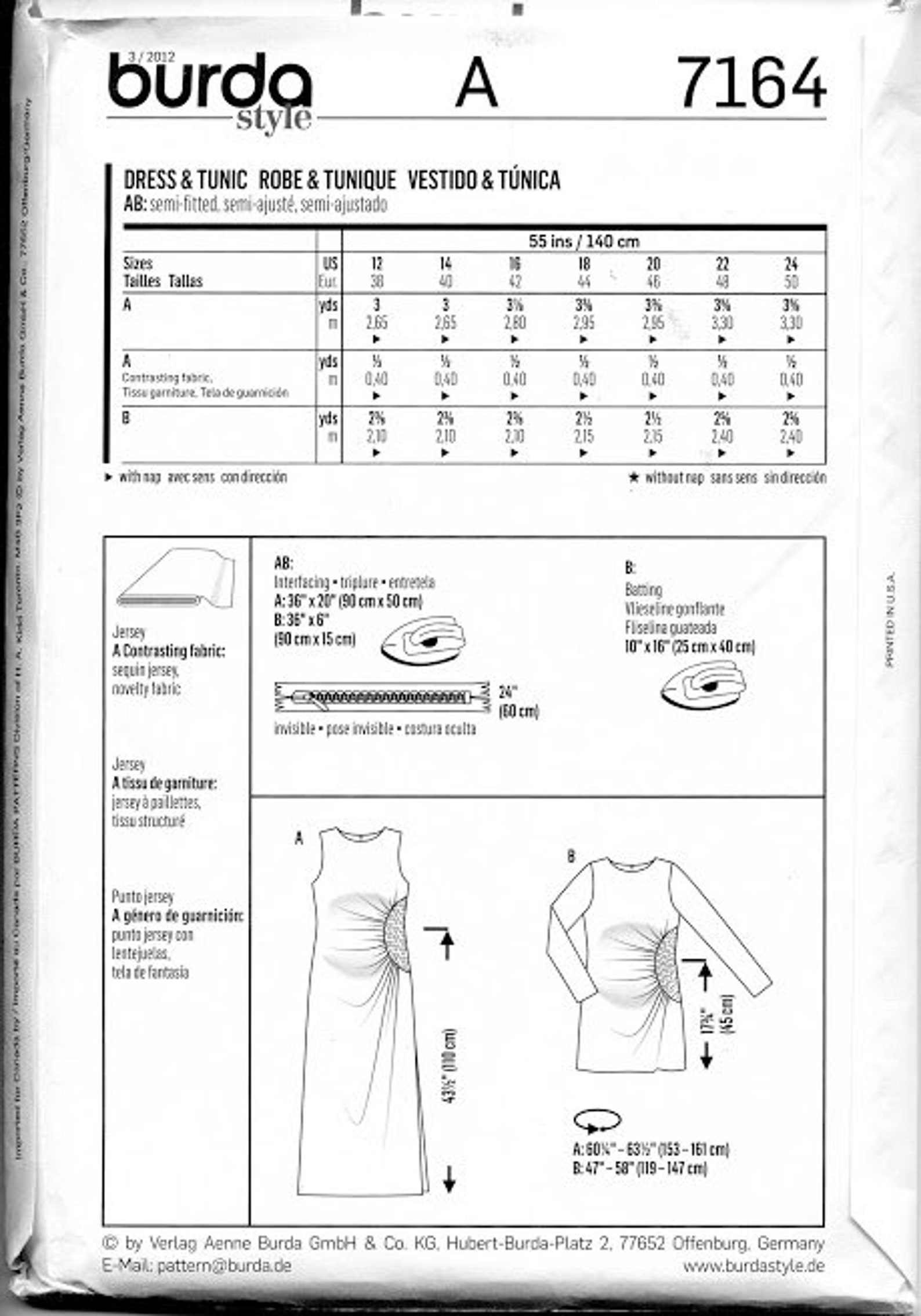 Burda 7164 MATERNITY DRESS PATTERN Ruched Tunic Top Maternity Evening ...