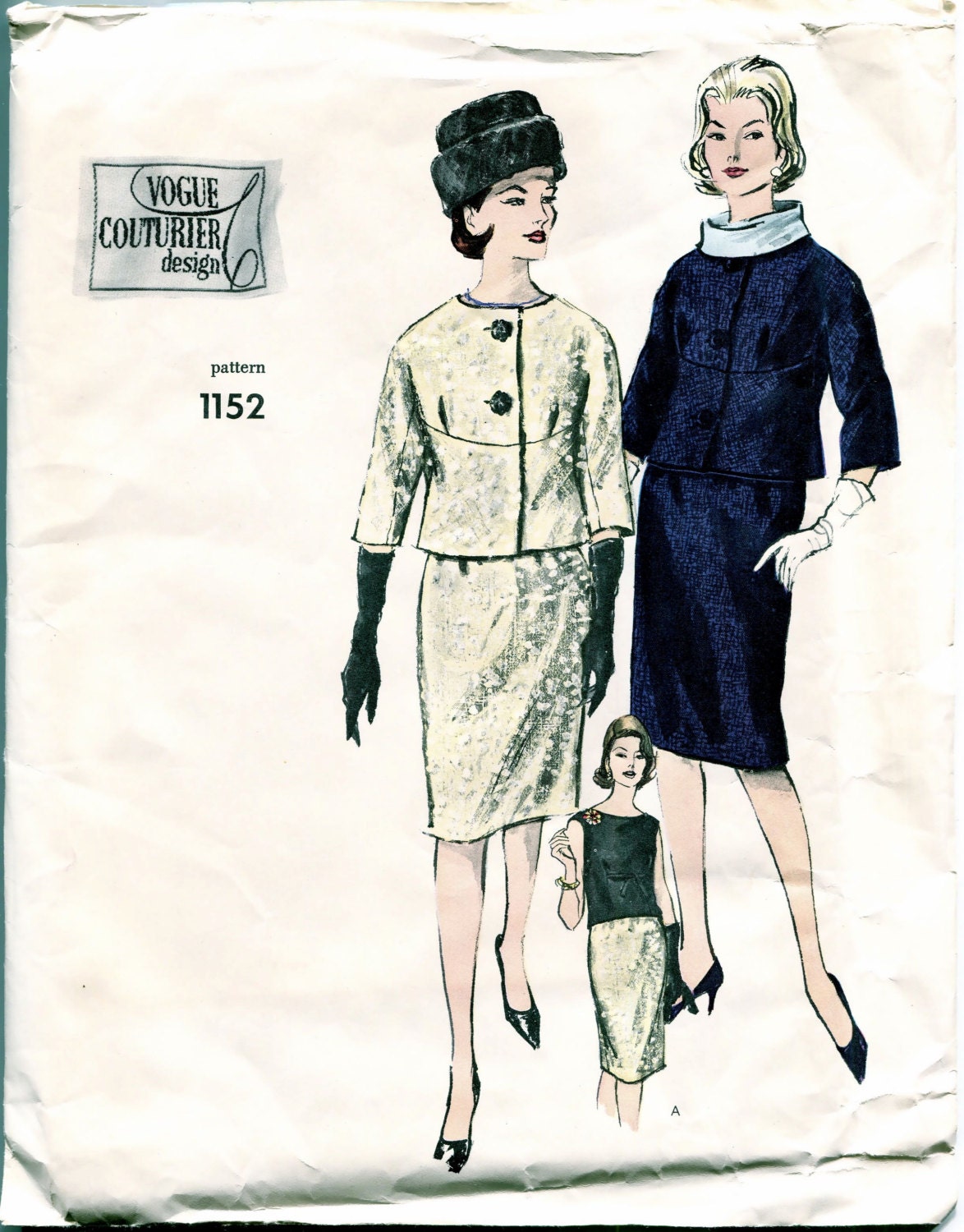 1960s Vintage Vogue 1152 Jacket, Top & Skirt Sewing Pattern - Women's ...