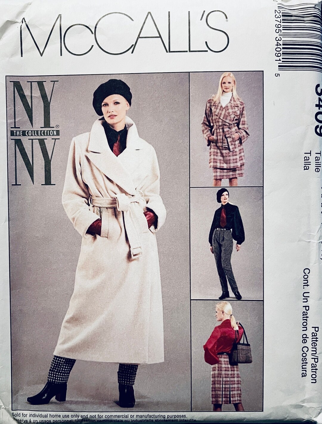 Vintage Mccalls 3409 Lined Wrap Coat Blouse Pants Skirt Pattern in 2 ...