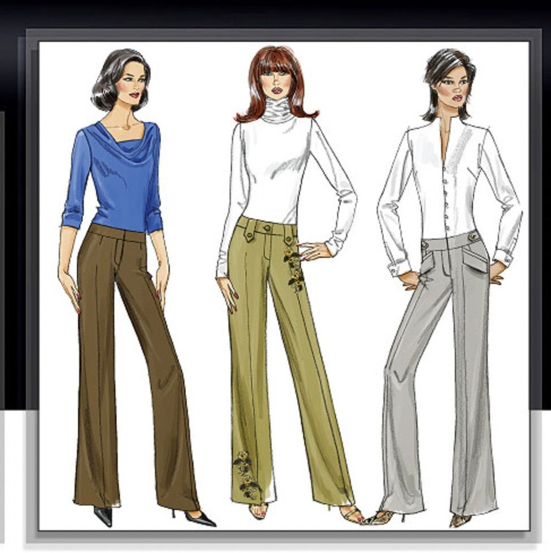 Vogue 8456 Below Waist Straight Leg Pants Pattern Trousers Slacks Semi ...