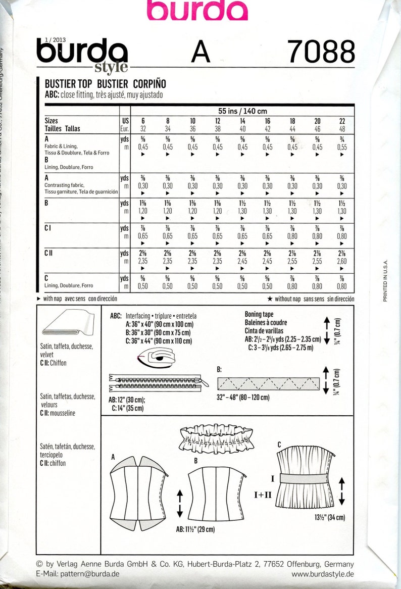 SEXY BUSTIER TOP Pattern Fitted Evening Prom Cocktail Corset Tops Burda ...