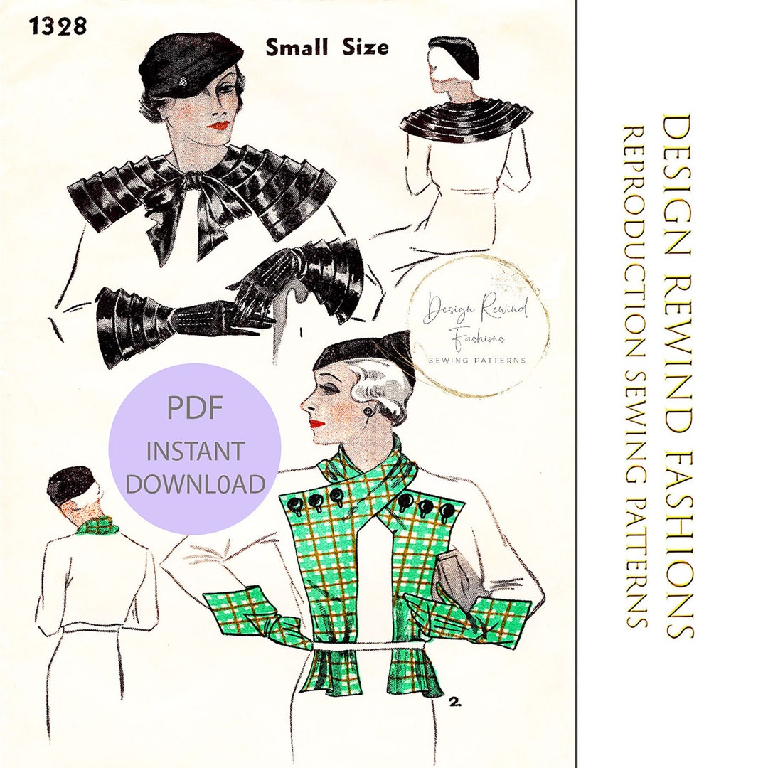 PDF Vintage 1930s Film Noir Gauntlet Style Gloves & Collarette Instant ...