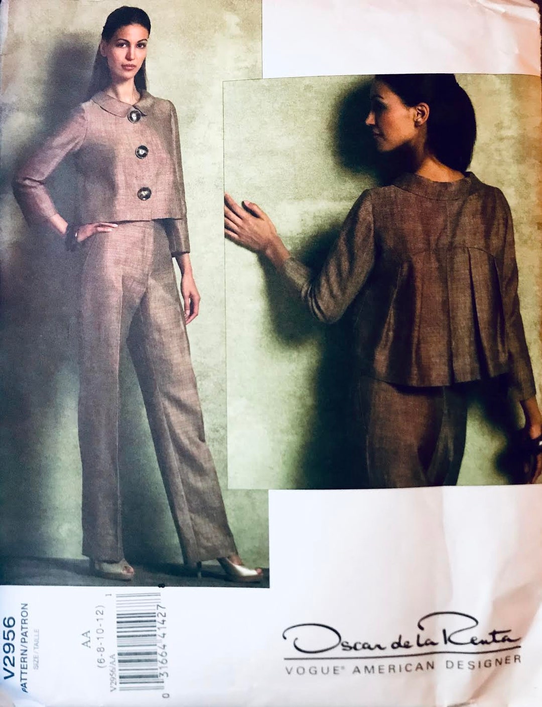 Vogue 2956 Jacket and Pants Pattern, Pantsuit Pattern Oscar De La Renta ...