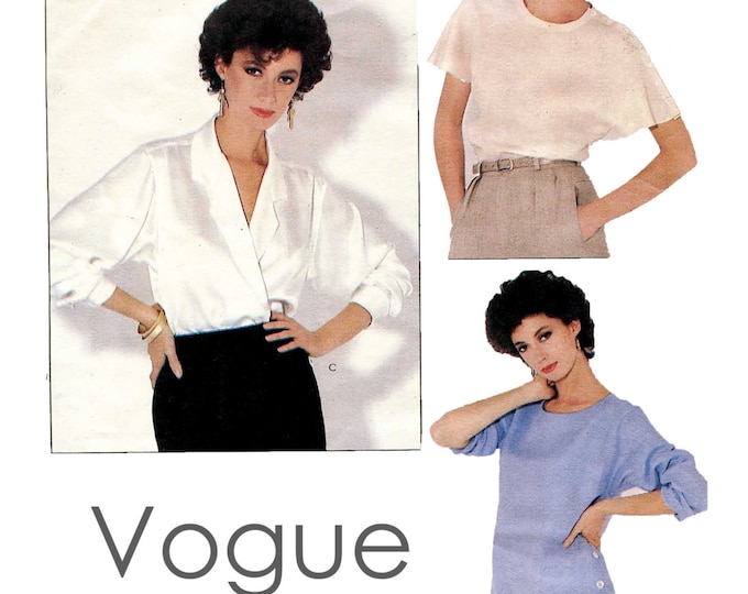 1980s Vintage Vogue 1128 Wrap Blouse & Pull-over Tops Pattern American ...