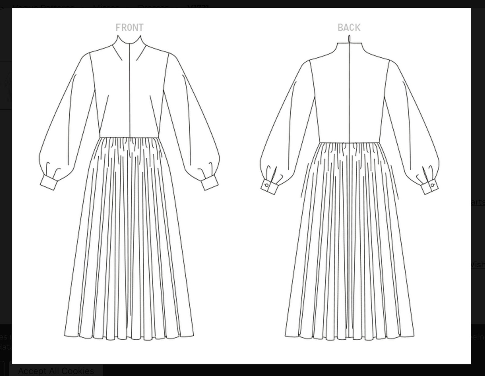 Vogue 1721 Guy Laroche MISSES' DRESS PATTERN Long Sleeves Dress With ...