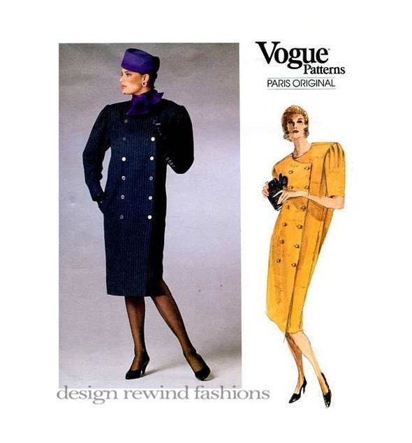 1980s Vintage Vogue 1783 Double Breasted Dress Sewing Pattern - Emanuel ...