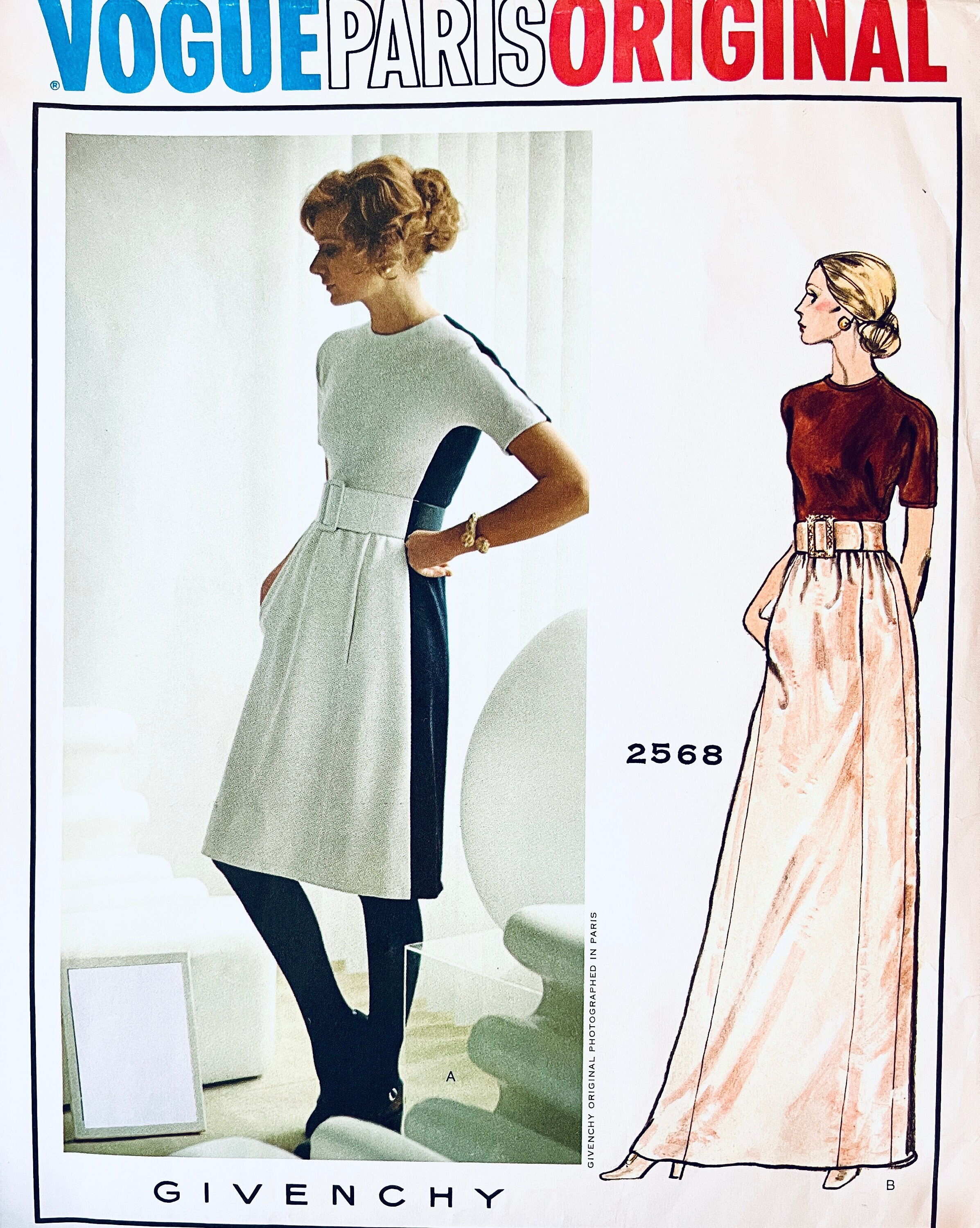 1970s Vintage VOGUE 2568 DRESS PATTERN Givenchy Vogue Paris 1970s Vintage VOGUE 2568 DRESS PATTERN Givenchy Vogue Paris