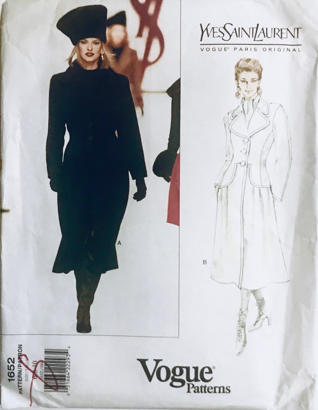 VOGUE COAT PATTERN Designer Couture Coats Vogue 1652 Yves Saint Laurent ...