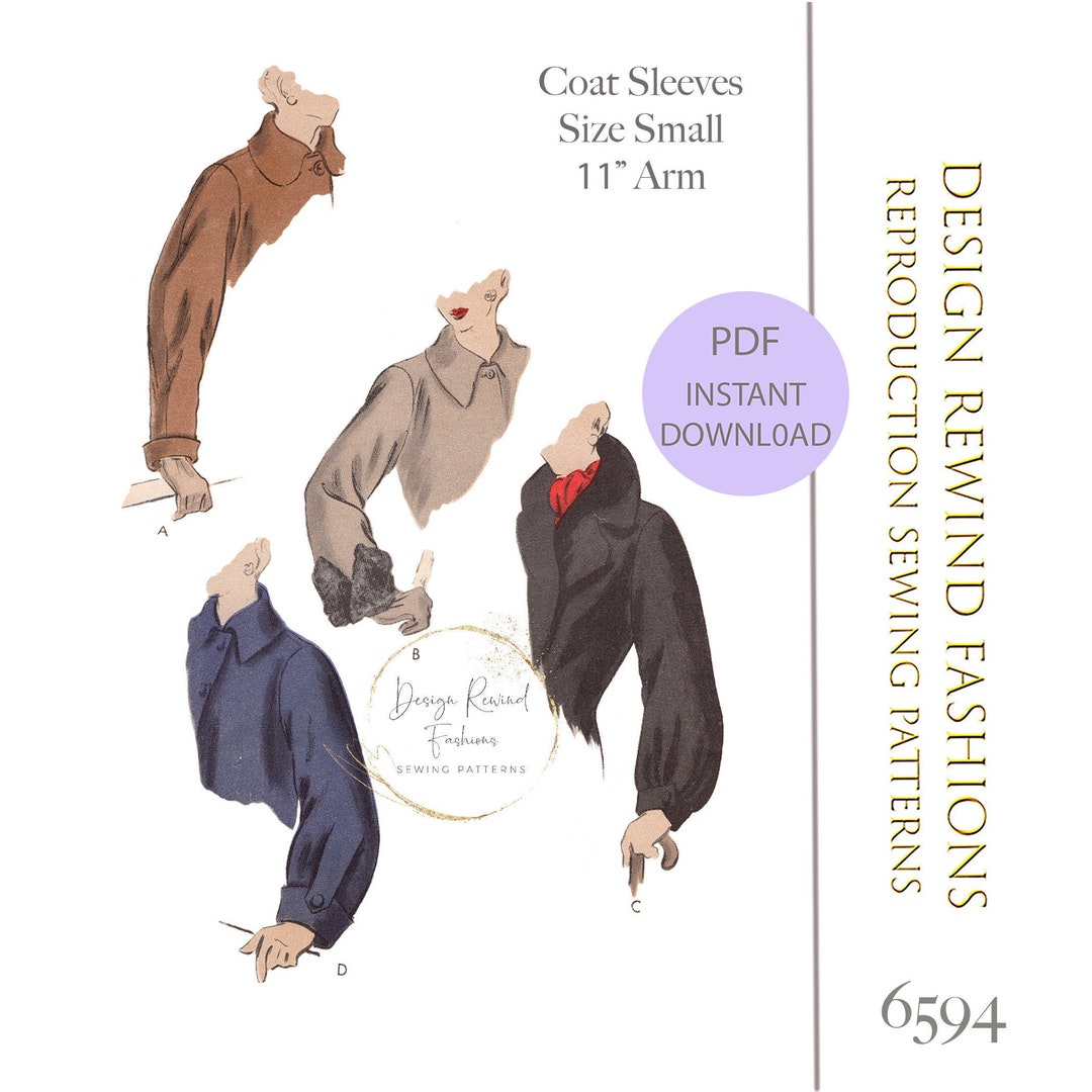 Instant Download 1950s SET of SLEEVES Coat Sleeves Sewing Pattern 50s ...